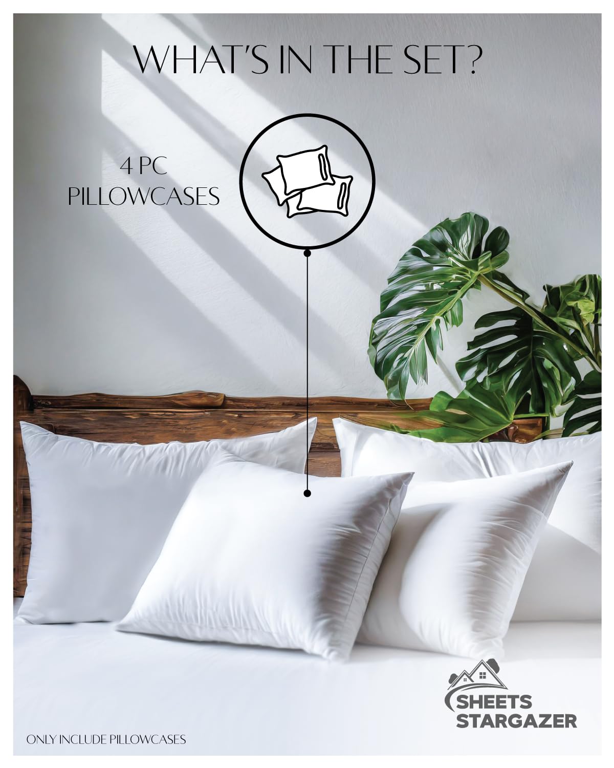 1000 Thread Count 100% Egyptian Cotton Pillow Cases, Set of 4 Pillowcase, Long-Staple 100% Cotton Breathable, Soft Sateen Weave Bed Pillow Cover, 20 X 40 Inches Pillowcases White King Size