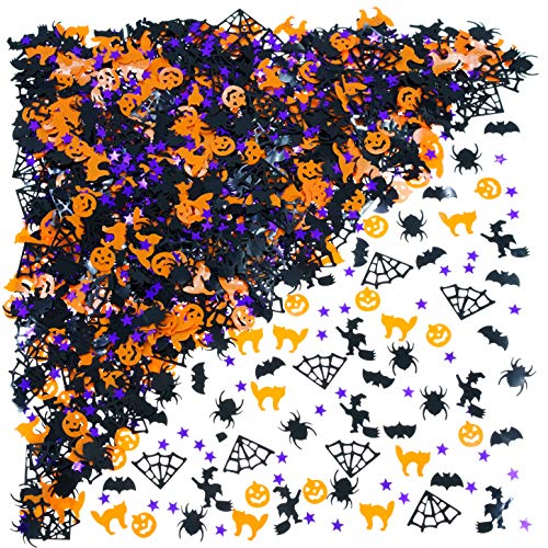 Halloween Party Table Scatter Confetti - Pumpkin Spider Webs Foil Metallic Sequins Confetti Trick or Treat Party Sprinkles Confetti Decorations, 60g