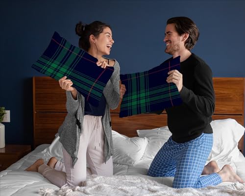 RYANZA Set of 2 Throw Pillow Covers, 20x26 Inches Standard Home Decor Pillowcase Cushion Cases Decorative Pillow Cases for Accent Couch Sofa Bedroom, Plaid Christmas New Year Tartan Check Holiday