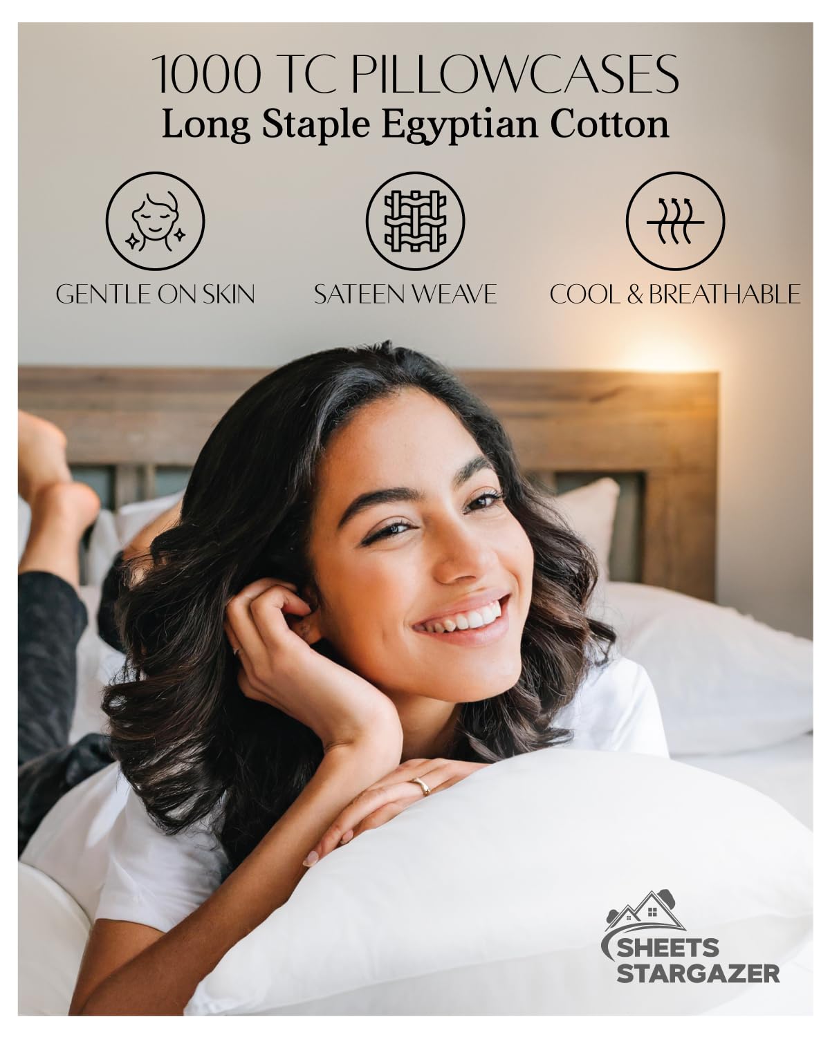 1000 Thread Count 100% Egyptian Cotton Pillow Cases, Set of 4 Pillowcase, Long-Staple 100% Cotton Breathable, Soft Sateen Weave Bed Pillow Cover, 20 X 40 Inches Pillowcases White King Size