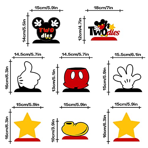 LINGTEER Mickey Oh Twodles Table Honeycomb Centerpieces - Cheers to Kids 2nd Birthday Two Years Old Mouse Themed Bday Party Decorations Sign.