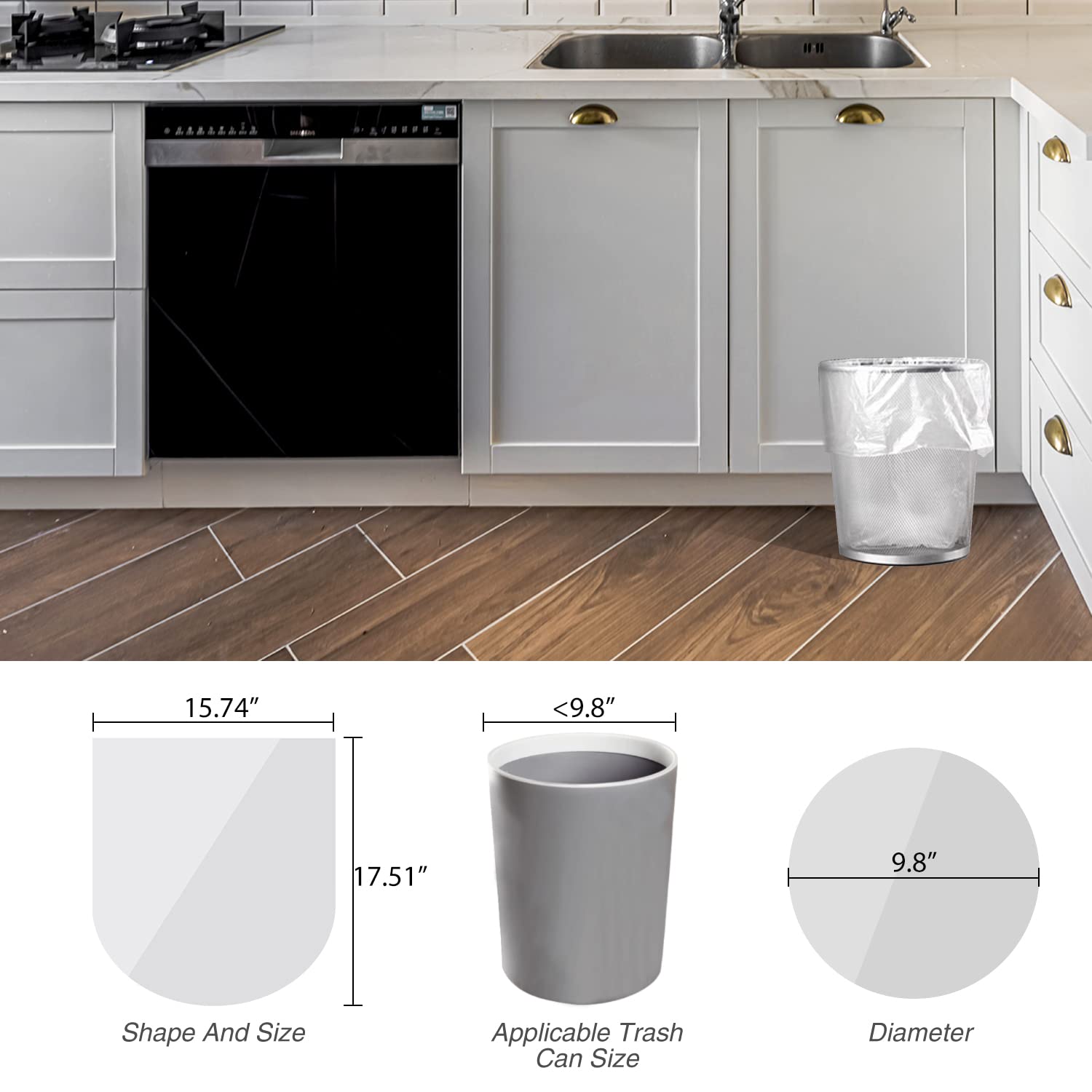 Charmount 1.2 Gallon Small Trash Bags, 200 Count Garbage Bags Bathroom Trash Can Liners,fit 4.5-5 Liter Clear … …