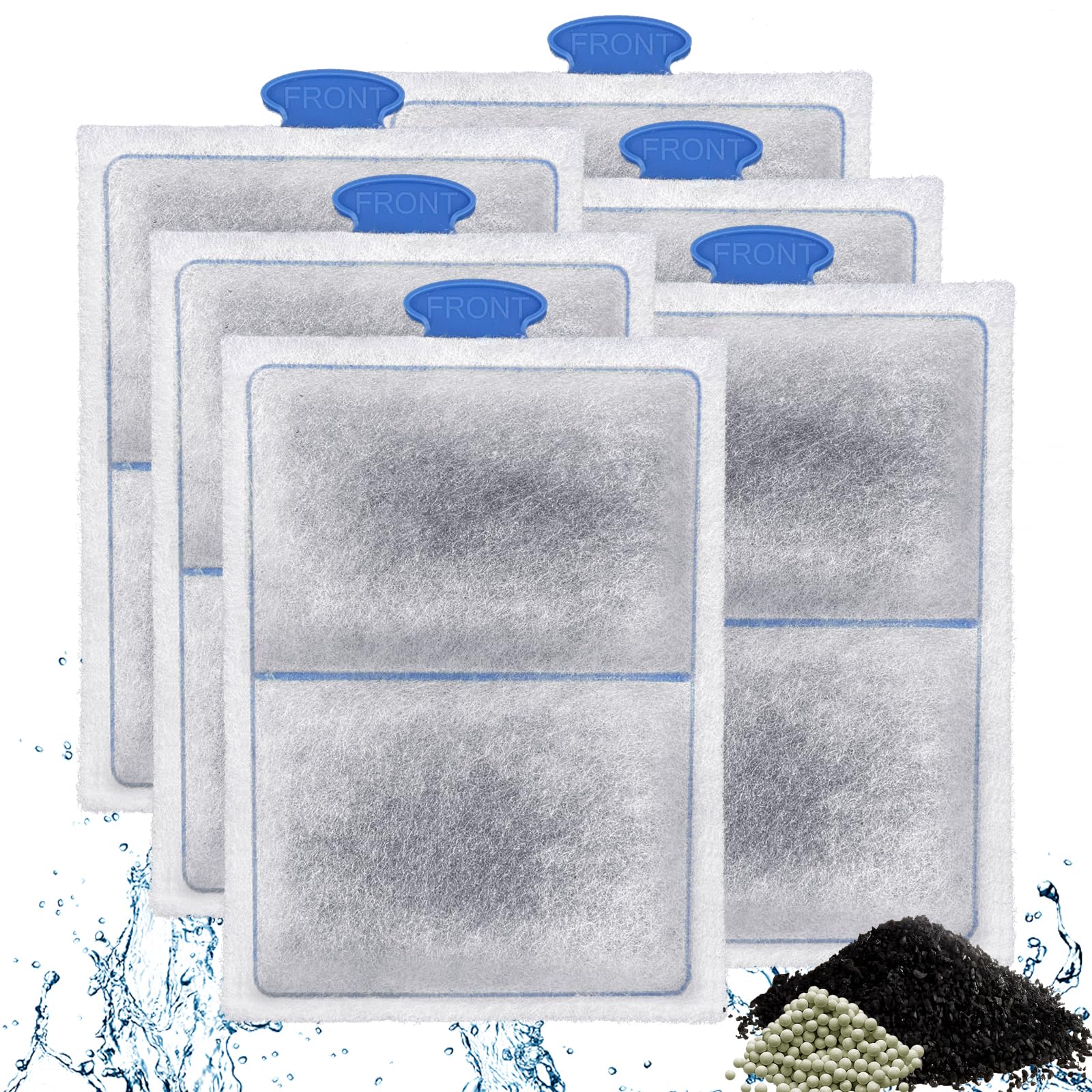 driamor 6 Pack PF-L Filter Cartridges for Top Fin Silenstream Power Filter, Fish Tank Aquarium Replacement with Zeolite for TOP FIN PF20, PF30, PF40 and PF75 Power Filters