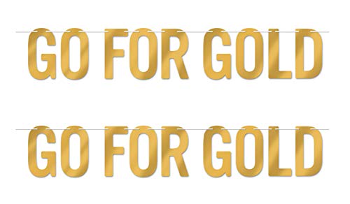 Beistle Gold Foil Go Streamers 2 Piece, 7" x 5'