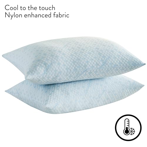 Dearfoams Cool Knit Nylon Infused Bed Pillows, Standard/Queen Size 20"x28", 2 Count