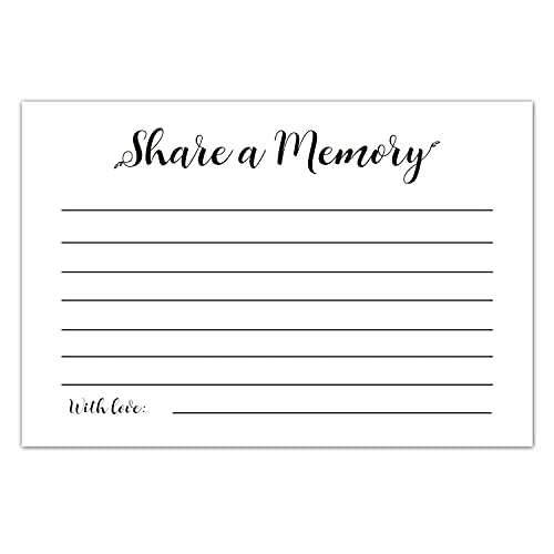 Share A Memory Cards, Pack of 50, Memory Cards for Celebration of Life, Wedding, Showers, Birthdays, Funeral, Retirement, Graduation, Funeral Guest Book Alternative Advice Game, 4x6 Inch.