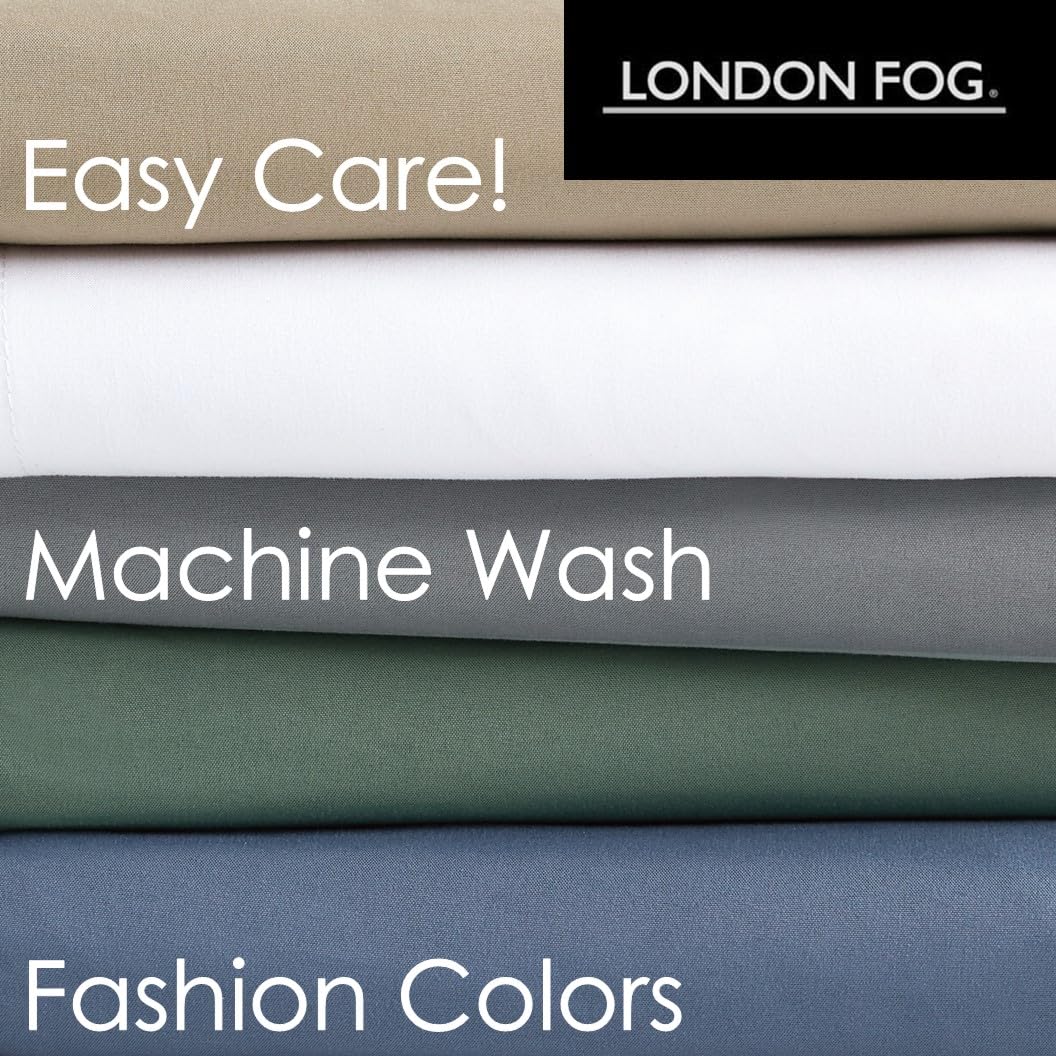 London Fog Garment Washed Solid Duvet Set Green Microfiber 3-Piece Full/Queen Duvet Set, Solid Themed, Adult and Teen, Oeko-TEX Certified
