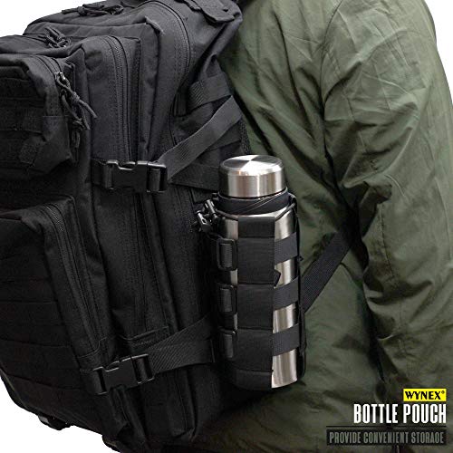 WYNEX Tactical Water Bottle Pouch of Weave Design, MOLLE Bottle Holder Kettle Pouches Hydration Carrier Bag, Adjustable H20 Bottle Holster Waist Pack for Hydro Flask, Nalgene, Contigo Bottle