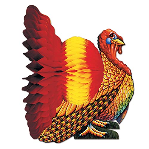 Beistle Tissue Paper Turkey Centerpiece For Thanksgiving Party Decoration Autumn Fall Harvest Home Decor