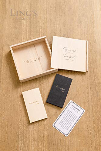 Ling's Moment Handcrafted Vow Books, Wedding Vows Book His and Her Rustic Wood Vow Book Set of 2,Vow Renewal Notebook Booklet Journal Keepsake with Wooden Box