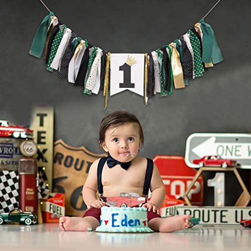 Wild One 1st Birthday Banner - Green and Black Wild One Birthday Decorations for Child’s 1st Birthday Party - Wild One Cake Smash Backdrop (Green Wild ONE)