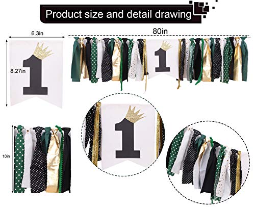 Wild One 1st Birthday Banner - Green and Black Wild One Birthday Decorations for Child’s 1st Birthday Party - Wild One Cake Smash Backdrop (Green Wild ONE)