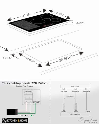 K&H SIGNATURE SERIES 5 Burner 31.5 Inch Built-in Induction Electric Stove Top Ceramic Cooktop Touch Control 240V 9200W IN30-9200FLX