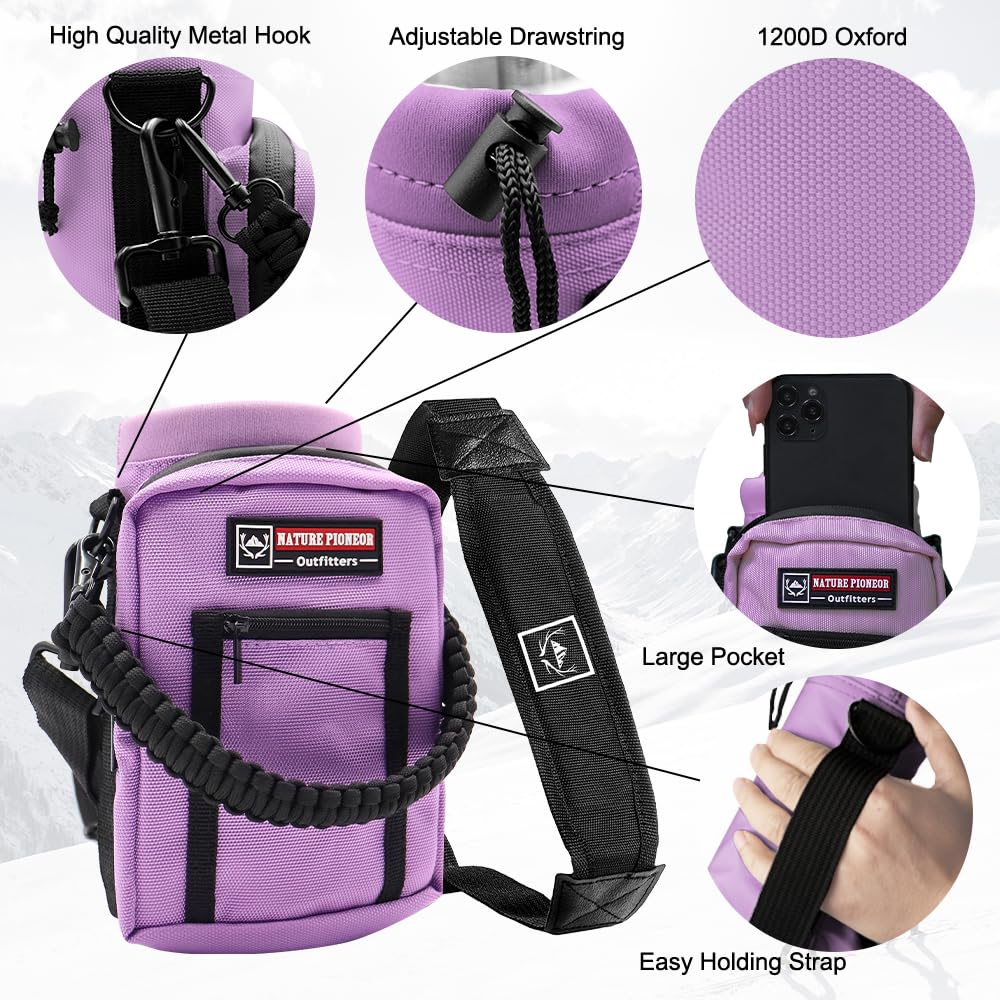 NATURE PIONEOR Water Bottle Holder with Strap 32 oz Insulated Water Bottle Carrier Sling Sleeve for Hiking,Outdoor Camping,Gym