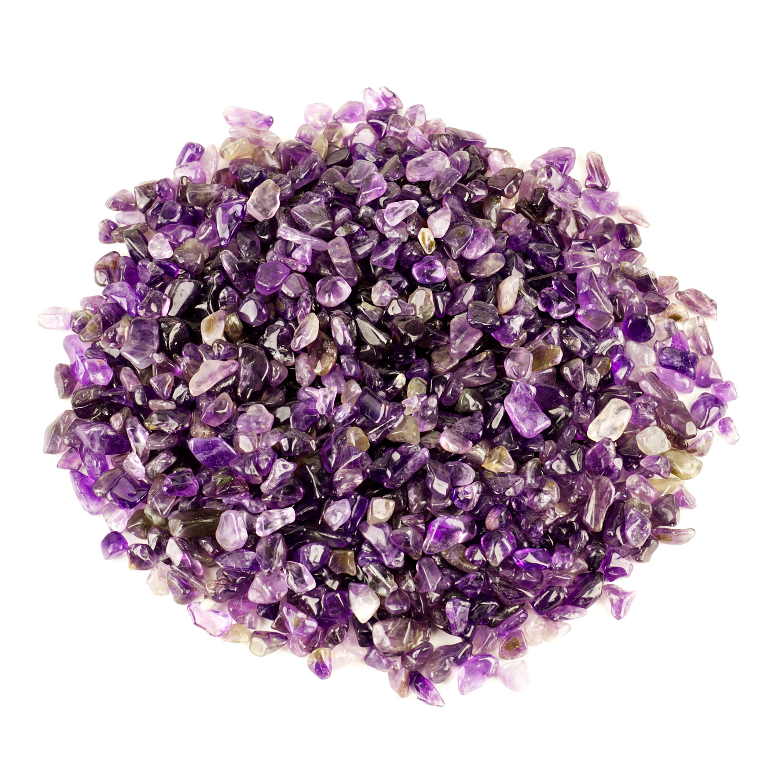 Cherry Tree Collection 1/2 Pound Polished Tumbled Gemstone Chips, Pebbles, Crystal Chips Bulk for Jewelry Making, Healing, Plants, Succulents, Aquariums, Decoration, Chakra (Amethyst)