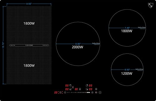 K&H SIGNATURE SERIES 5 Burner 31.5 Inch Built-in Induction Electric Stove Top Ceramic Cooktop Touch Control 240V 9200W IN30-9200FLX