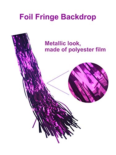 Zotemo 2 Pack Purple Foil Fringe Curtains, 3 feet x 8 feet, Shimmer Tinsel Curtain Backdrop for Birthday Wedding Prom Party, Christmas and New Year Decoration