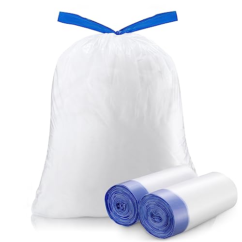 2.6 Gallons Small Trash Bags Strong Drawstring Garbage Bags 60 Count for Trash Cans Office Living Room Kitchen and Bathroom - Thickened Unscented