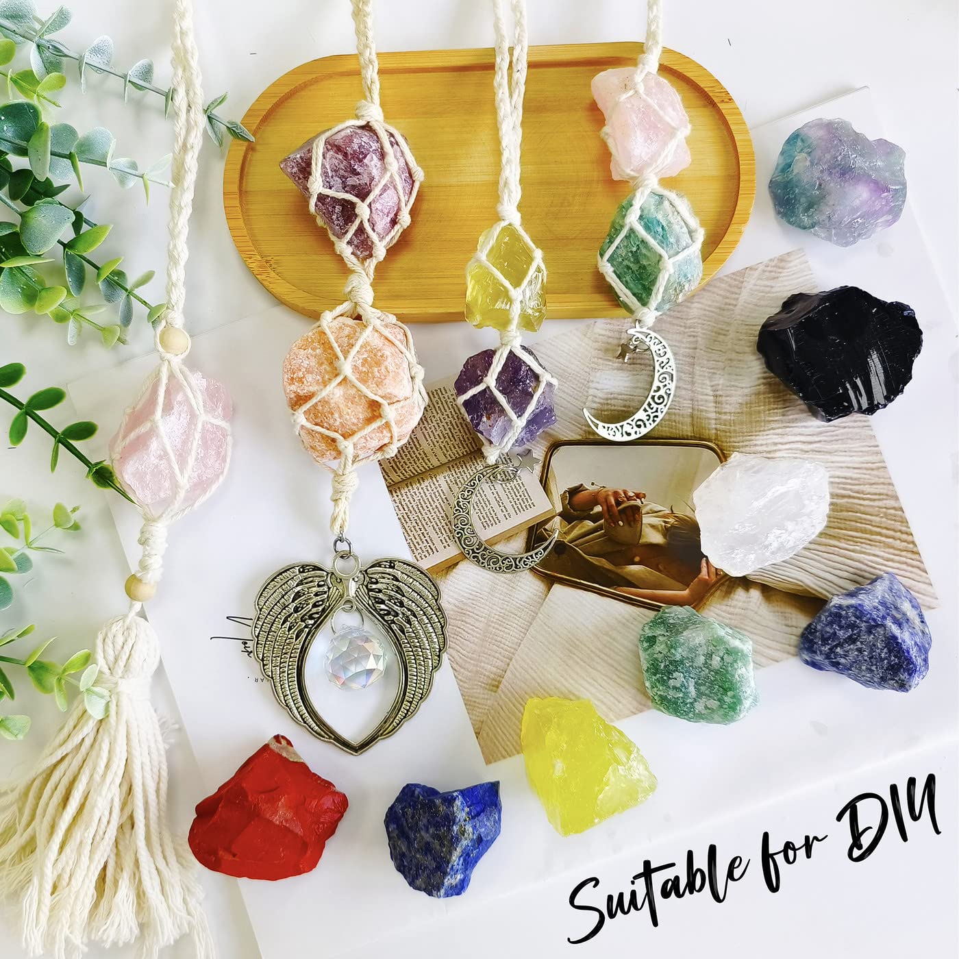 ZHIYUXI 2" Amethyst Crystal Rocks Natural Crystals and Healing Stones Large Crystals Rocks for Tumbling Raw Stones Witchcraft Wire Wrapping Fountain Rocks Cabbing Room Decor 4Pcs