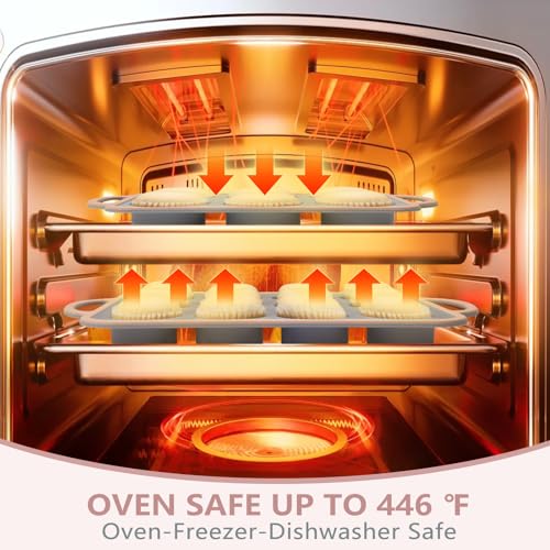 COOKSTYLE Silicone Muffin Pan, 12 Cups, Gray Blue Pink, BPA Free, Dishwasher Safe, Nonstick, Perfect for Baking Cakes, Cupcakes, Cookies