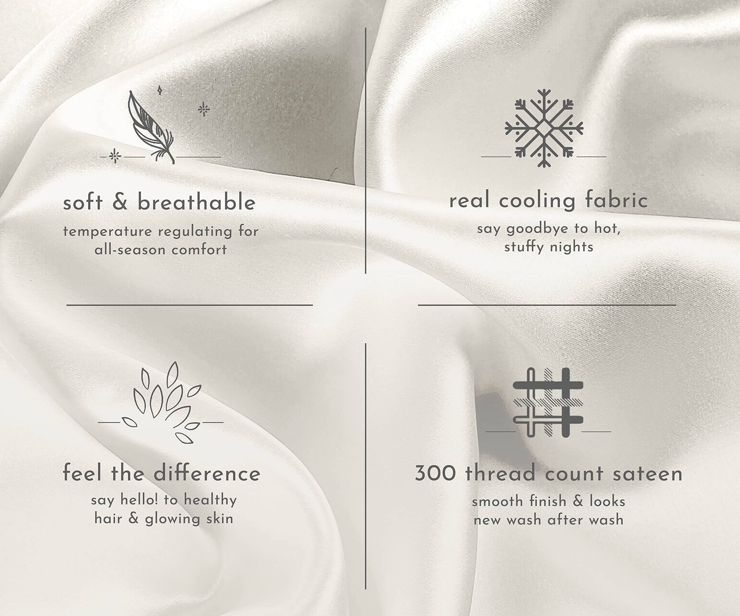 California Design Den - Silky Soft Rayon from Bamboo Cases Standard Size, Set Of 2 For Smooth Hair & Skin, Fits Standard & Queen Pillows, Ivory Pillow Covers