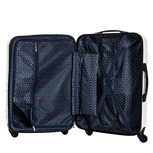 Ben Sherman Hereford Spinner Travel Upright Luggage, White, 24-Inch Checked