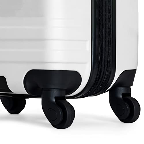 Ben Sherman Hereford Spinner Travel Upright Luggage, White, 24-Inch Checked