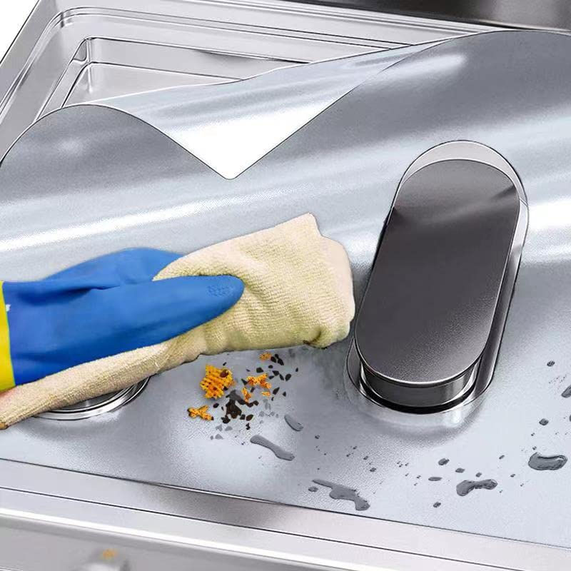 Gas Stove Burner Covers 2 Pack- XZSUN 0.2mm Double Thickness Reusable Gas Range Protectors For Samsung 30 inch Gas Stove (2 Pack,sliver-Samsung gas stove)