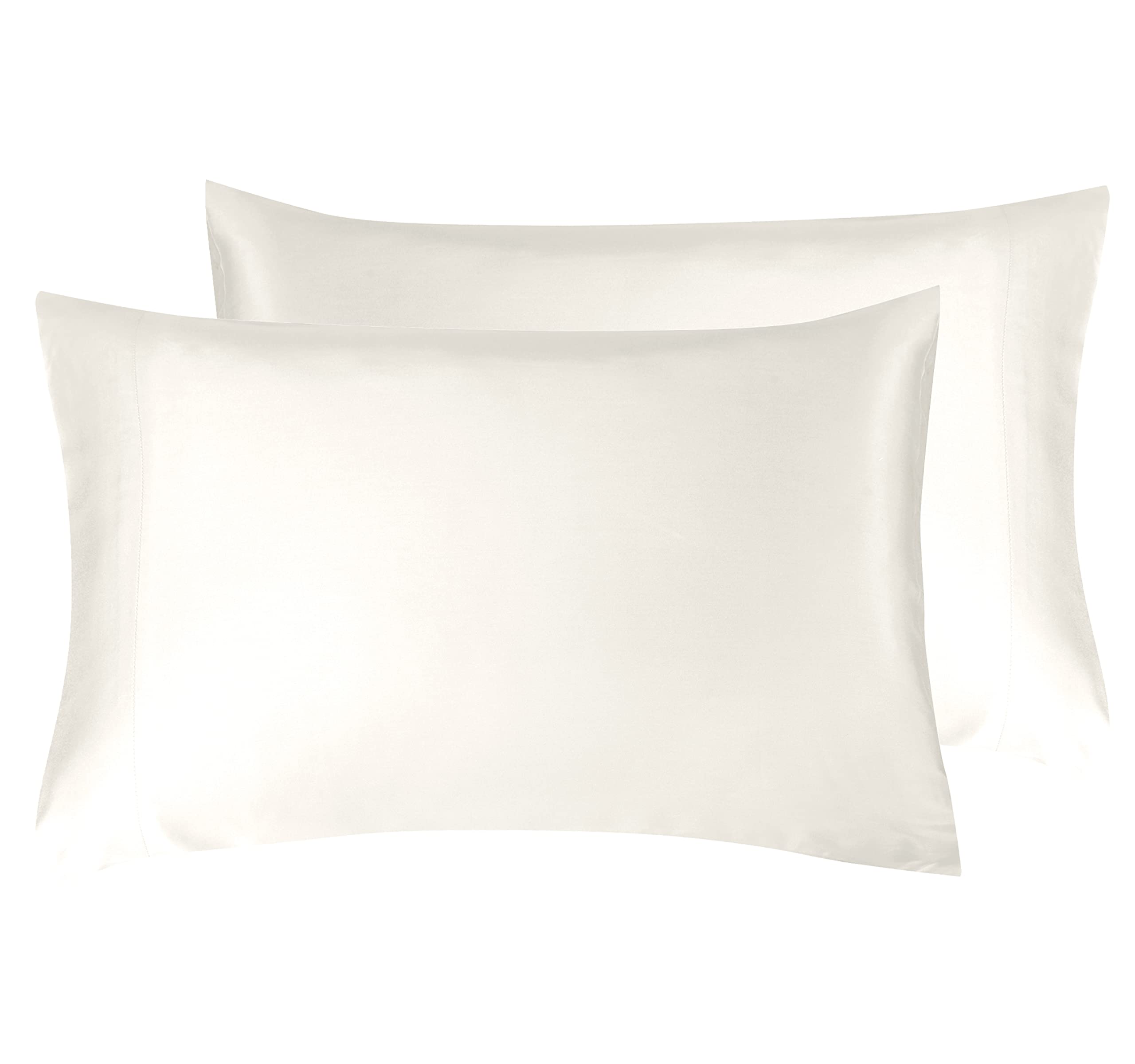 California Design Den - Silky Soft Rayon from Bamboo Cases Standard Size, Set Of 2 For Smooth Hair & Skin, Fits Standard & Queen Pillows, Ivory Pillow Covers