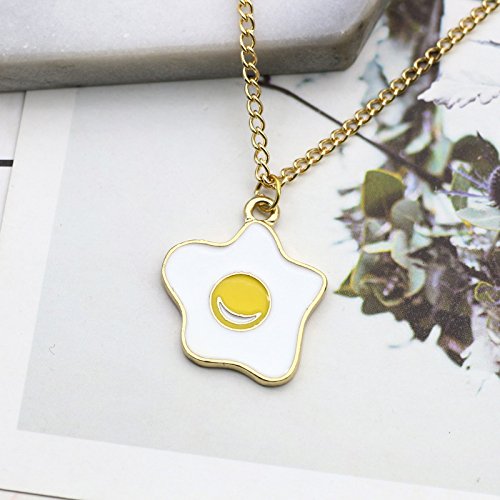 yihan jewelry 3D Cute Fried Eggs Neckalces 18K Gold Plated Poached Egg Charm Pendants Lovely Omelette Pendant Necklace
