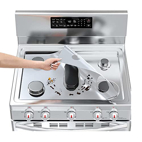 Gas Stove Burner Covers 2 Pack- XZSUN 0.2mm Double Thickness Reusable Gas Range Protectors For Samsung 30 inch Gas Stove (2 Pack,sliver-Samsung gas stove)
