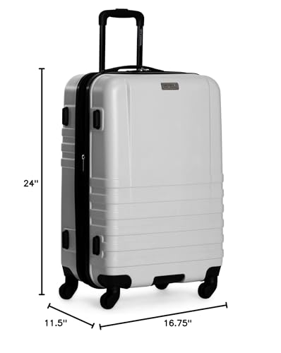 Ben Sherman Hereford Spinner Travel Upright Luggage, White, 24-Inch Checked