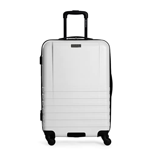 Ben Sherman Hereford Spinner Travel Upright Luggage, White, 24-Inch Checked