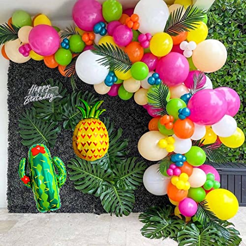 137Pcs Flamingo Tropical Balloon Garland Arch Kit- Luau Hawaiian Party Decorations with Multicolor Pineapple Cactus Foil Balloons for Encanto Fiesta Aloho Moana Themed Birthday Baby Shower Summer Beach Party