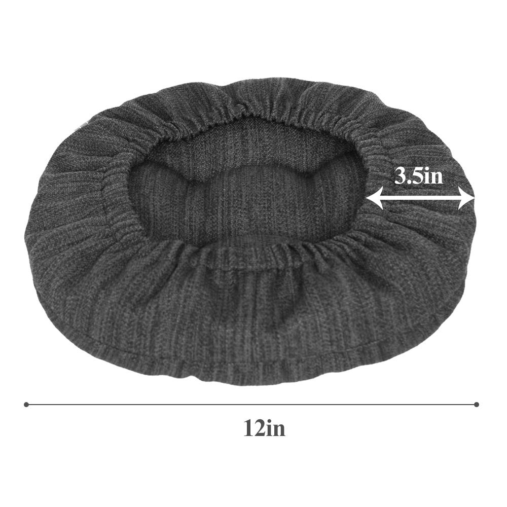 baibu Stool Covers Round, Super Soft Round Bar Stool Cushion Covers Seat Cushion - One Cushion Only(Gray-Black,12" (30 cm)