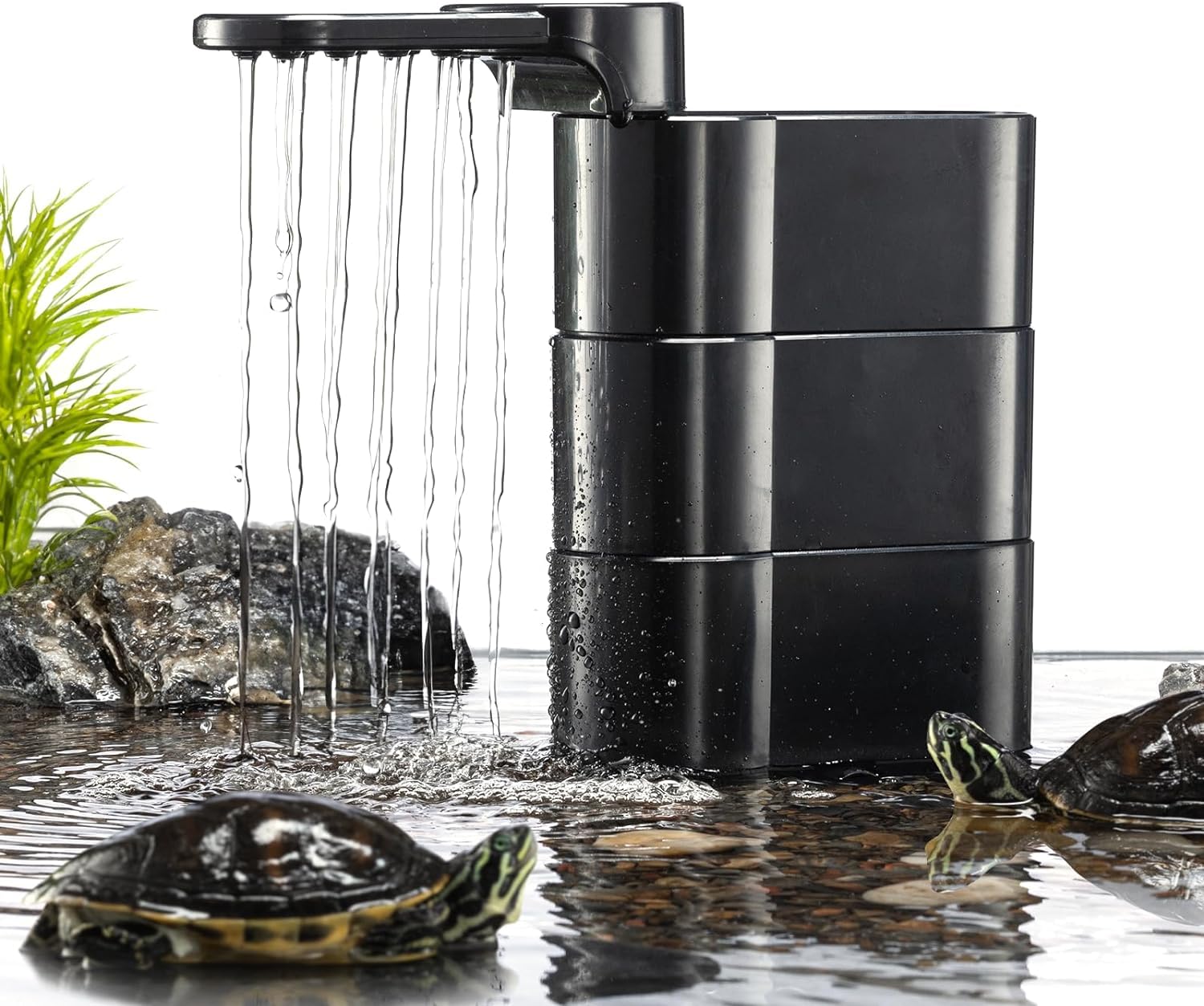 CHERLAM Turtle Filter, 3 in 1 Water Circulation Filter, Low Water Filter with Sponge and Bio Balls, for 15 to 50 Gallon Turtle Tank