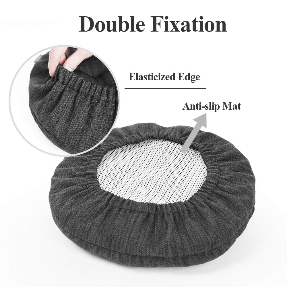 baibu Stool Covers Round, Super Soft Round Bar Stool Cushion Covers Seat Cushion - One Cushion Only(Gray-Black,12" (30 cm)