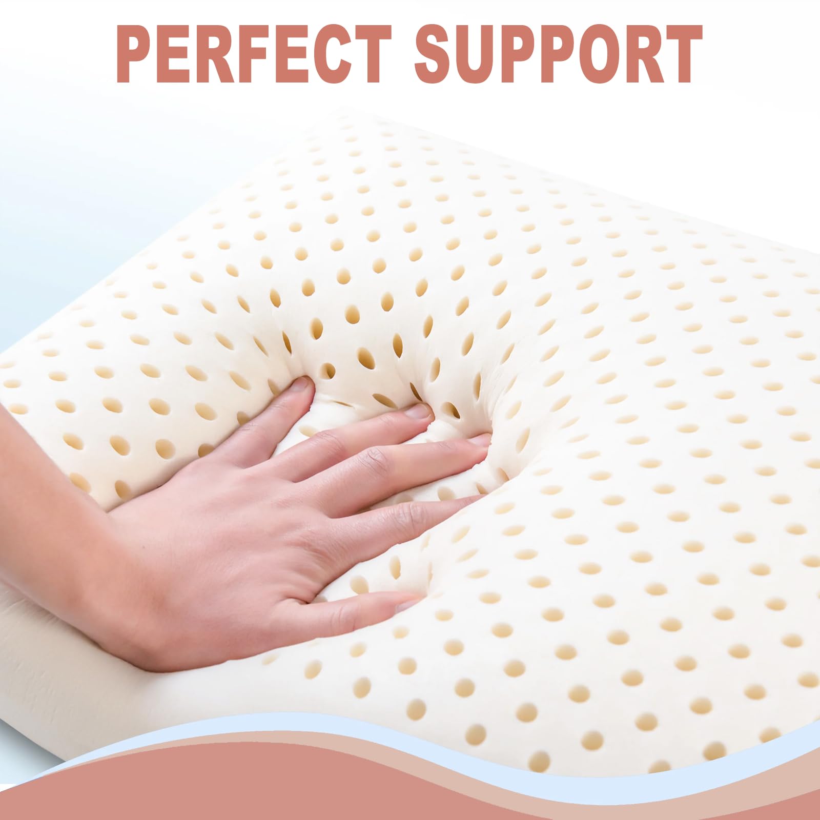 Artka Talalay 100% Natural Latex Pillow, Soft Bed Pillow for Sleeping with Removable Cotton Pillowcase, Premium Standard Size Sleeping Pillow Helps Relieve Pressure, No Memory Foam Chemicals
