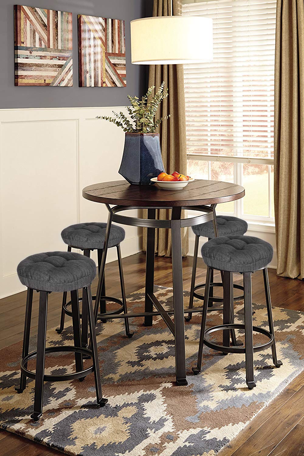 baibu Stool Covers Round, Super Soft Round Bar Stool Cushion Covers Seat Cushion - One Cushion Only(Gray-Black,12" (30 cm)