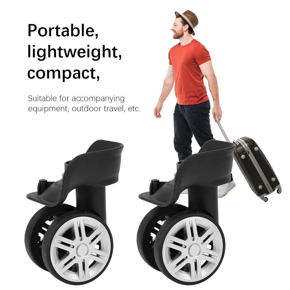 Ladieshow Luggage Wheels,1Pair Suitcase Wheels Replacement Draw‑Bar Box Accessory 360 Swivel Wheel Suitcase Luggage Carrier Wheel Replacement