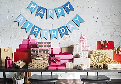 Happy Birthday Banner Gradients Blue Banner Birthday Banner Decoration Party Decoration Supplie