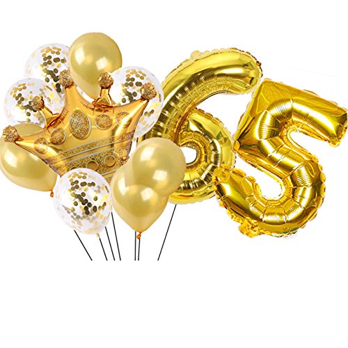 Kunggo Gold 65th Birthday wedding anniversary Party Decorations Supplies,Gold Number 65 Foil Mylar Balloons Latex Balloons Decoration,Funny sweet 65th Birthday for GirlsboyWomenMen.