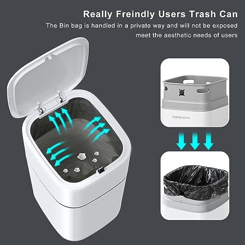funest Bathroom Trash Can with Lids, 2.6 Gallon Small Plastic Garbage Cans with Press Pop-up Top Lid, Slim/Narrow Office Rubbish Can, Dog/Cat-Proof Trash Bin, Waterproof Wastebasket, White
