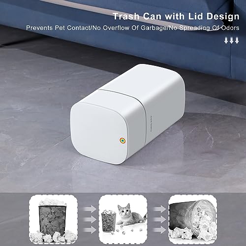funest Bathroom Trash Can with Lids, 2.6 Gallon Small Plastic Garbage Cans with Press Pop-up Top Lid, Slim/Narrow Office Rubbish Can, Dog/Cat-Proof Trash Bin, Waterproof Wastebasket, White
