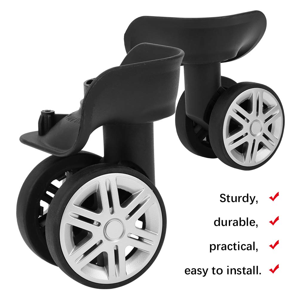 Ladieshow Luggage Wheels,1Pair Suitcase Wheels Replacement Draw‑Bar Box Accessory 360 Swivel Wheel Suitcase Luggage Carrier Wheel Replacement