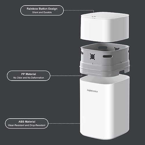 funest Bathroom Trash Can with Lids, 2.6 Gallon Small Plastic Garbage Cans with Press Pop-up Top Lid, Slim/Narrow Office Rubbish Can, Dog/Cat-Proof Trash Bin, Waterproof Wastebasket, White