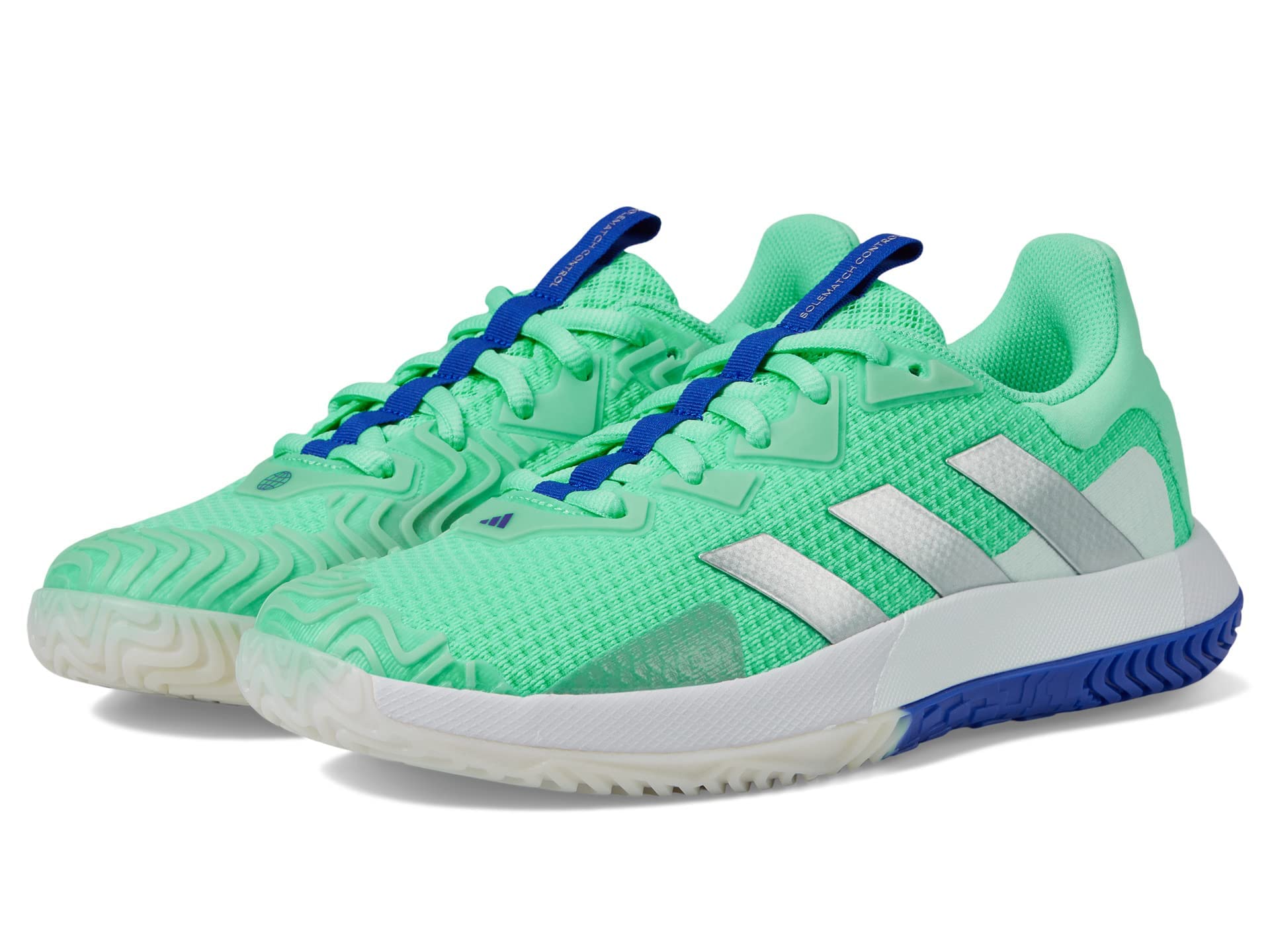 adidas Women's Solematch Control Sneaker, Pulse Mint/Silver Metallic/Lucid Blue, 6
