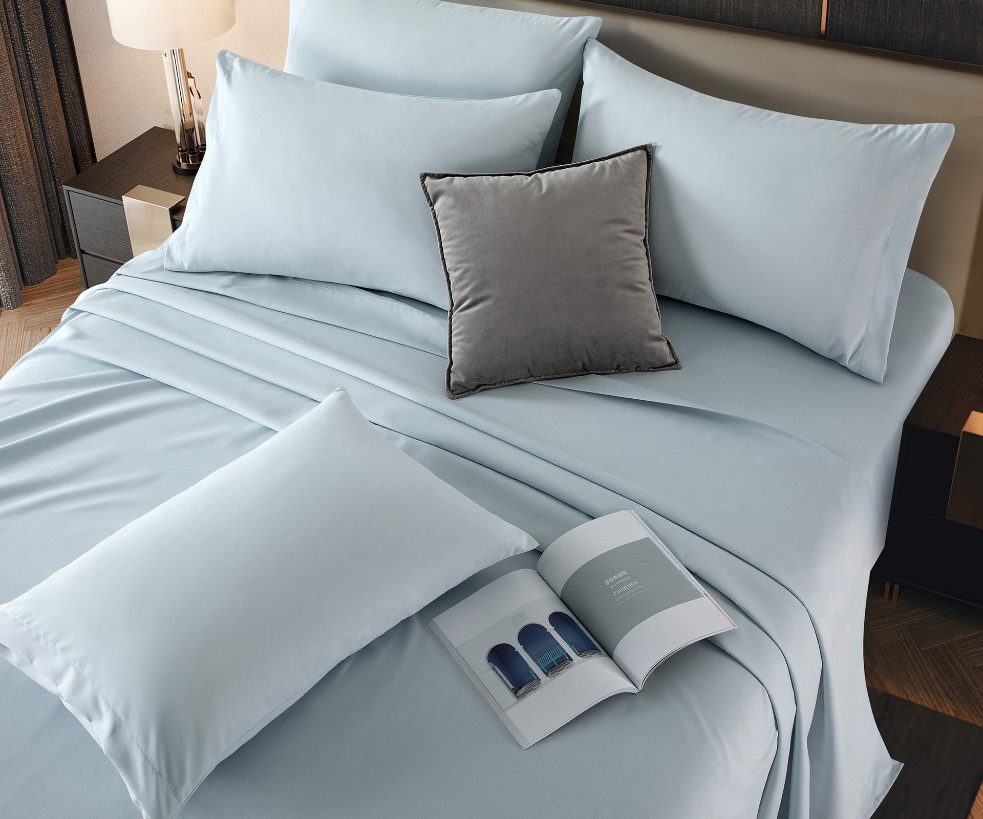 SiinvdaBZX 1800 Thread Count Microfiber Pillowcases Queen Size Set of 4 - Envelope Closure Pillow Cases - Ultra Soft Easy Care (Baby Blue)