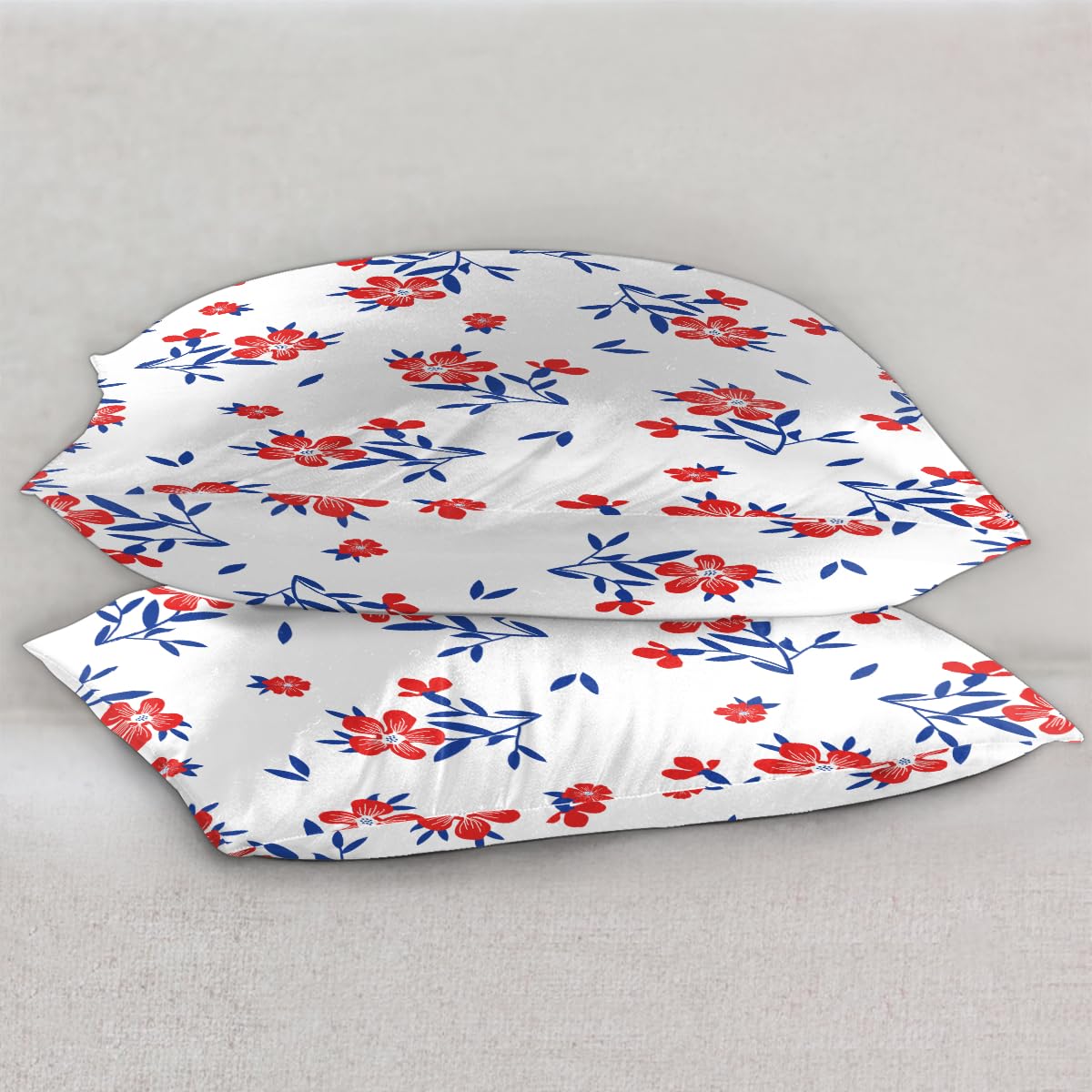 Red Floral Flower Satin Pillow Cases Silk Satin Pillowcase for Hair and Skin Standard Set of 2 Super Soft Silk Pillowcase with Envelope Closure (20x26 in)