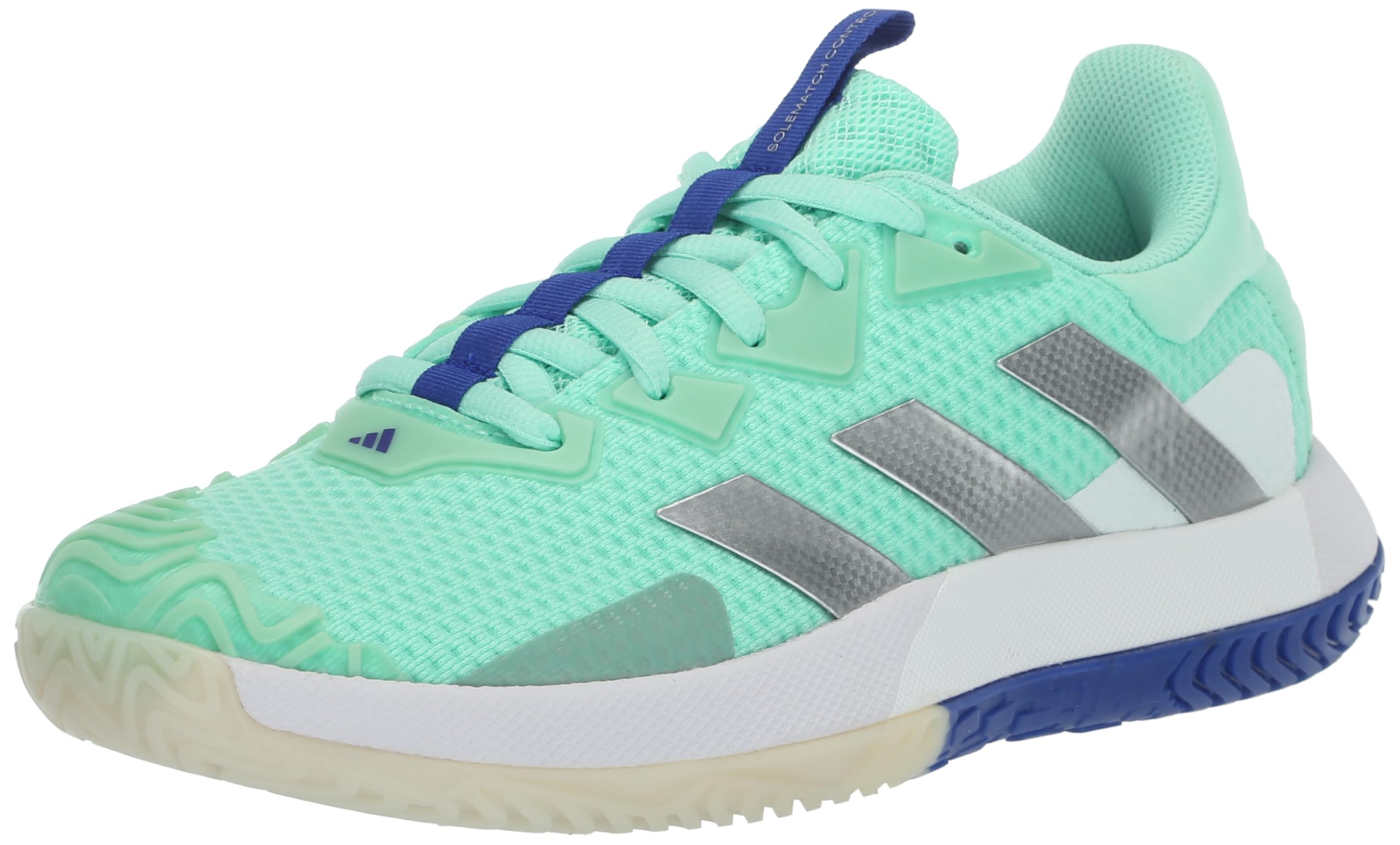 adidas Women's Solematch Control Sneaker, Pulse Mint/Silver Metallic/Lucid Blue, 6